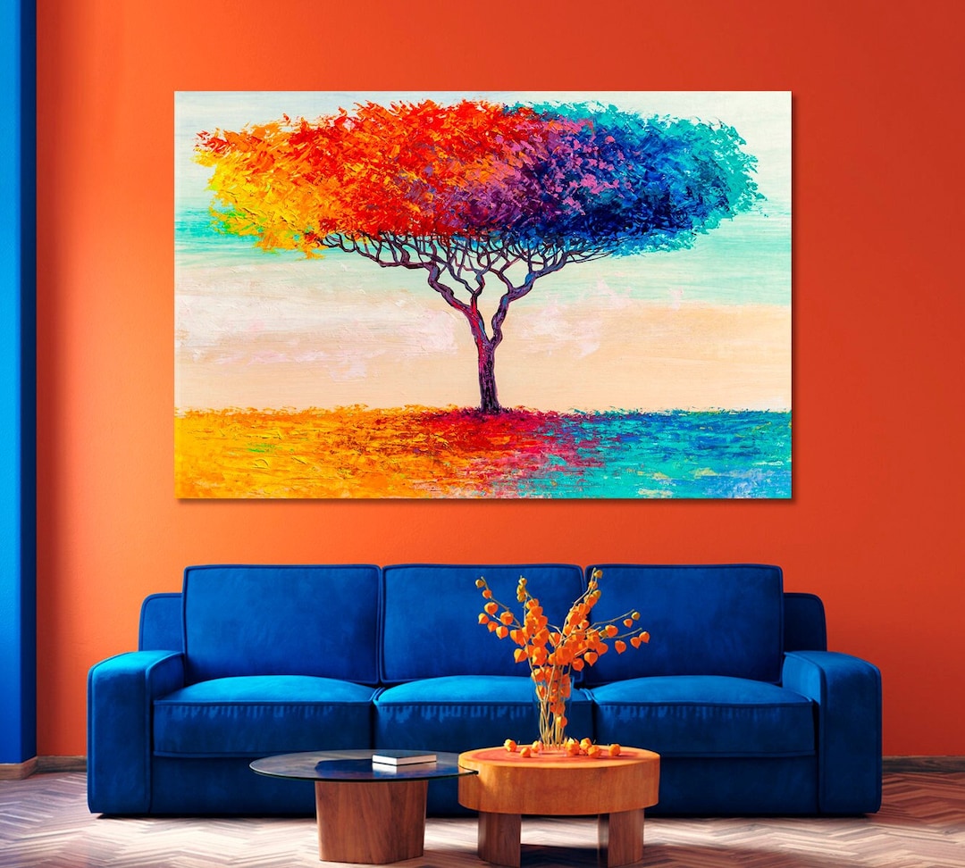 Abstract Tree Living Room Wall Decor Interior Canvas - Etsy