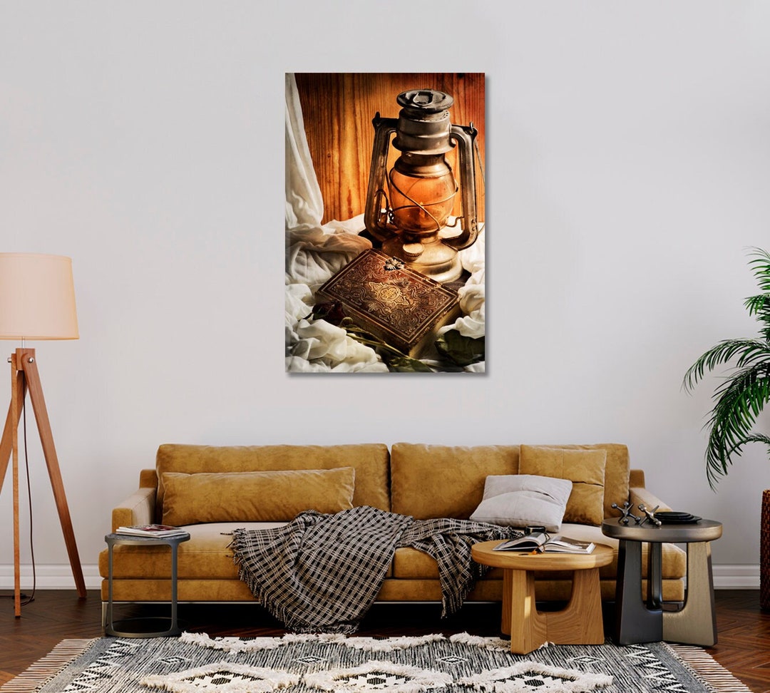 Antique Lantern Still Life Wall Art | Old Lantern Canvas Wall Decor ...
