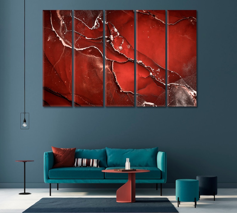 Red Abstract Canvas for Home Wall Art Decor Colorful Modern - Etsy
