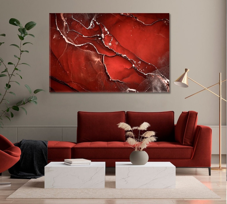 Red Abstract Canvas for Home Wall Art Decor, Colorful Modern Artwork ...