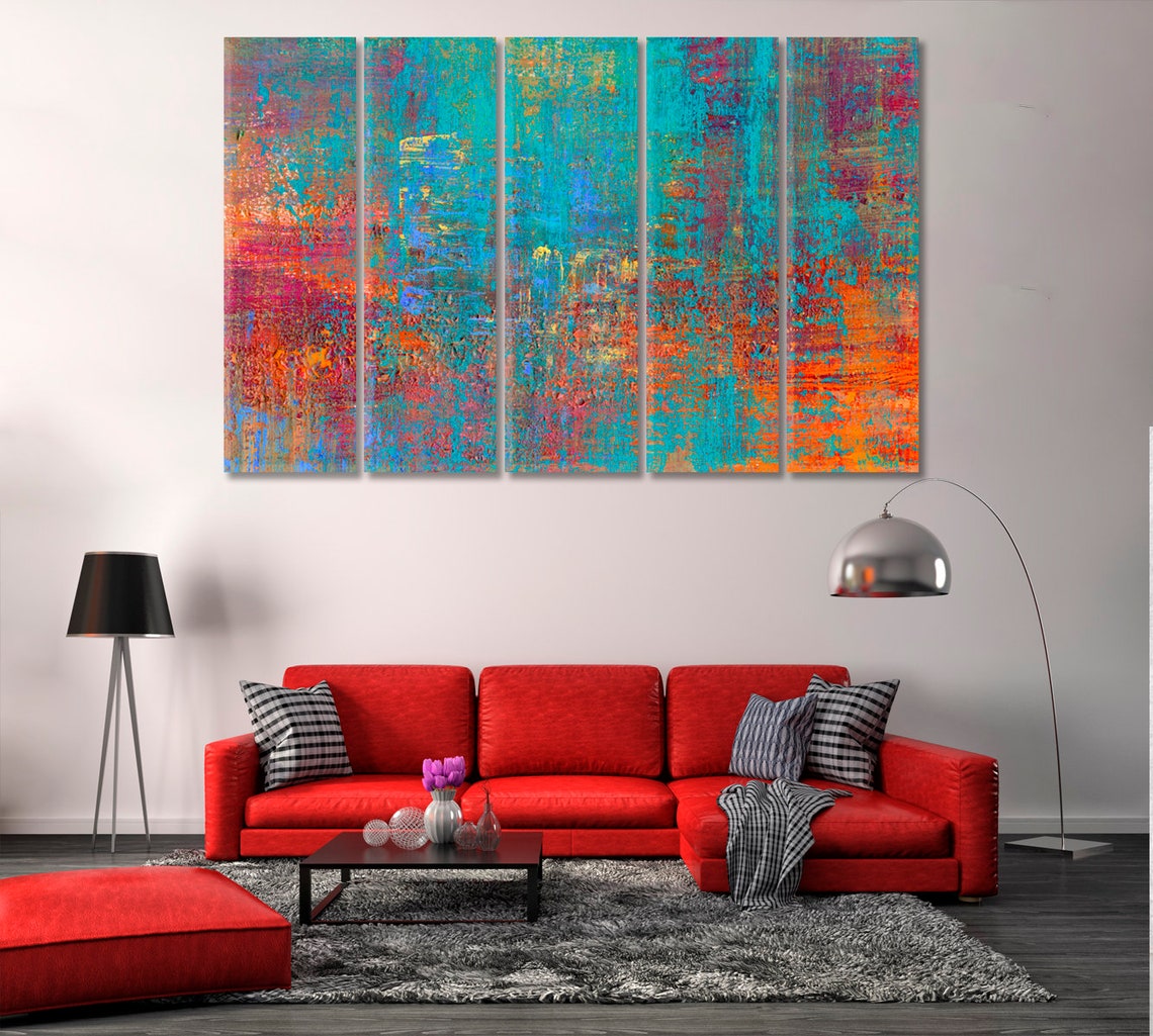 Modern Abstract Canvas Print Home Wall Art Decor Colorful | Etsy