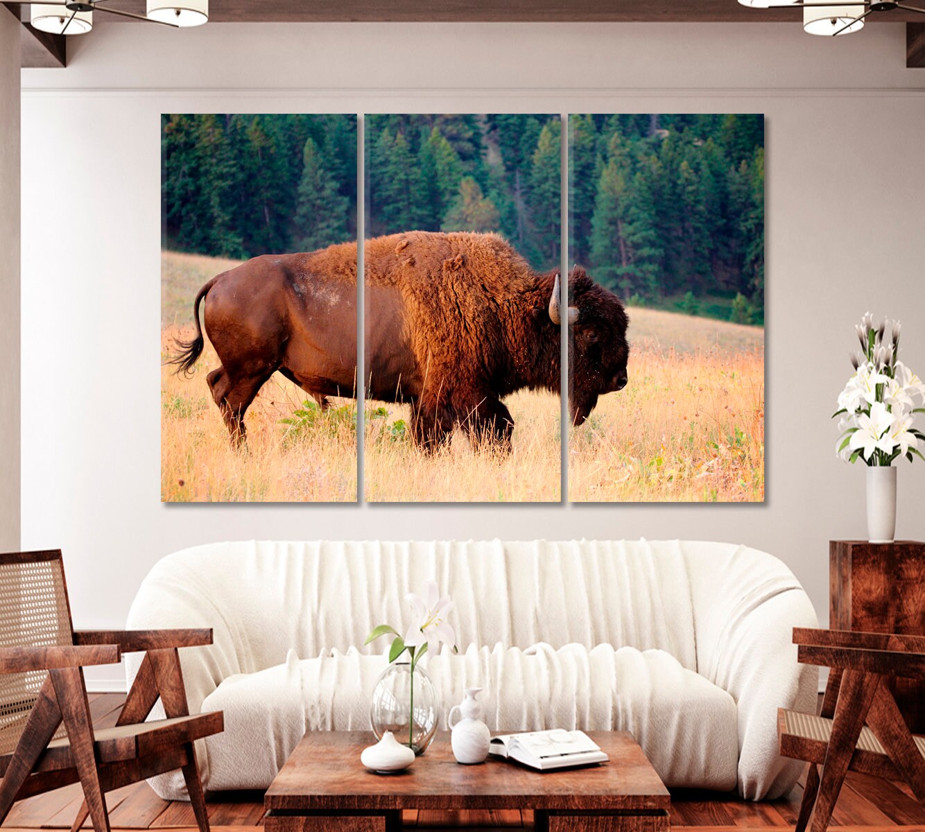 American Bison or Buffalo Canvas Wall Art Home Decor Stretched and ...