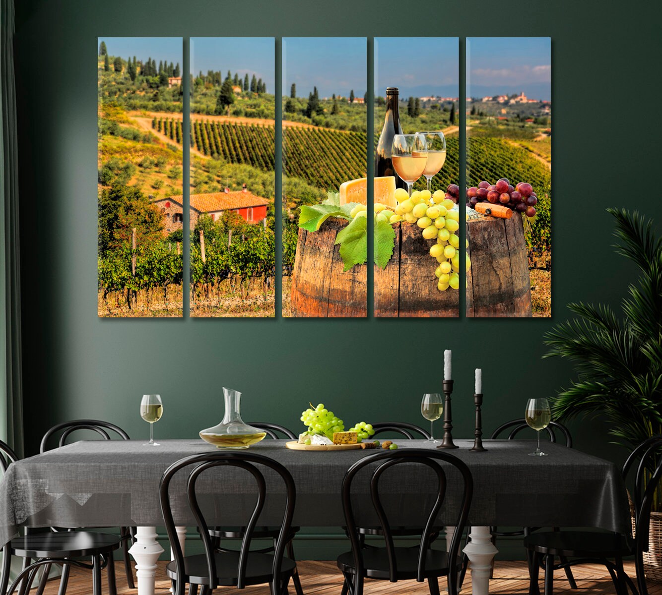 Grape Canvas Wall Art Print, Glass of Wine Canvas Print, Vineyard Wall ...