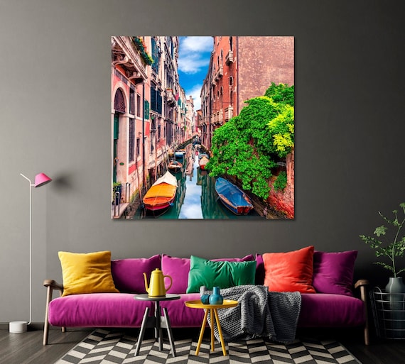 Venice Canvas Wall Art Print Colorful Venice Street Home | Etsy