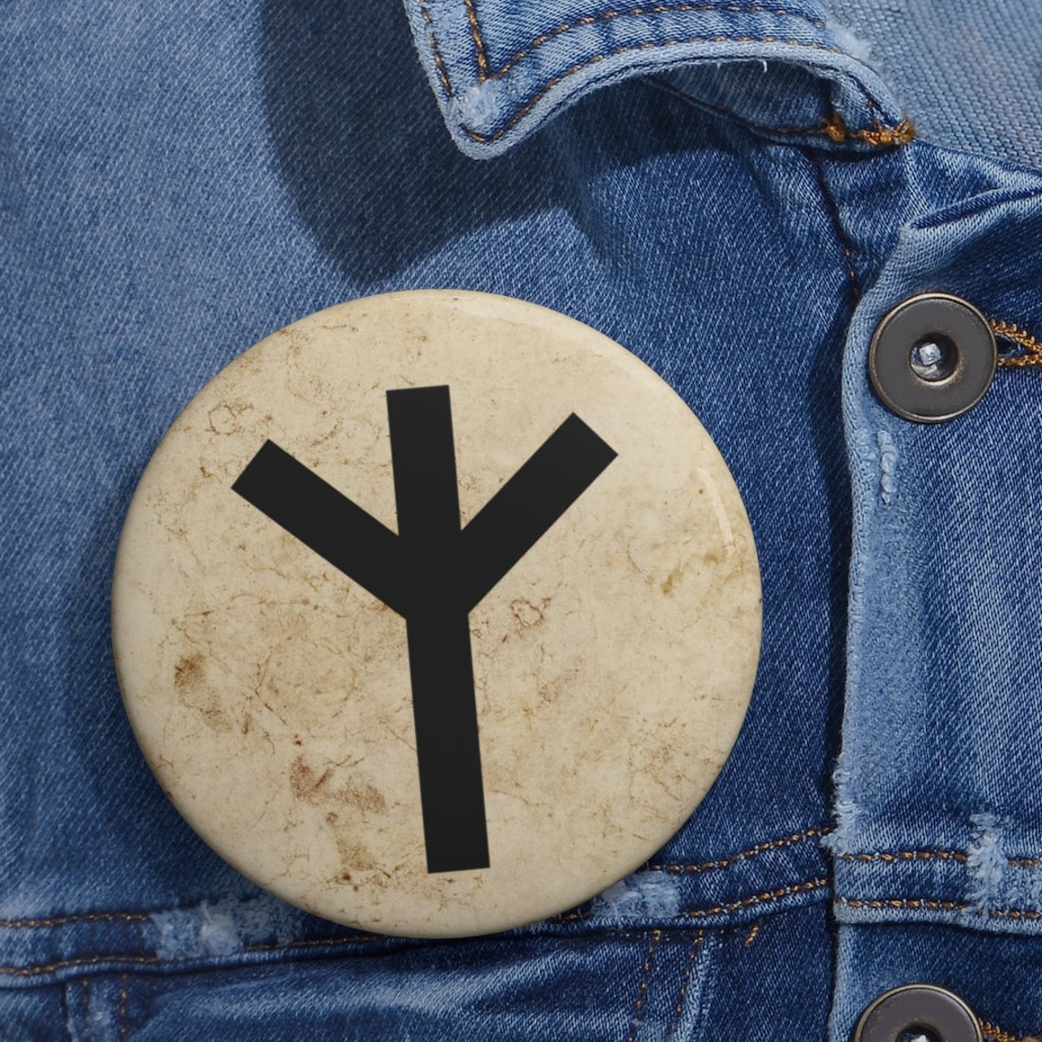 Eolh Rune Pin Button Viking Runic Alphabet Elder Futhark | Etsy