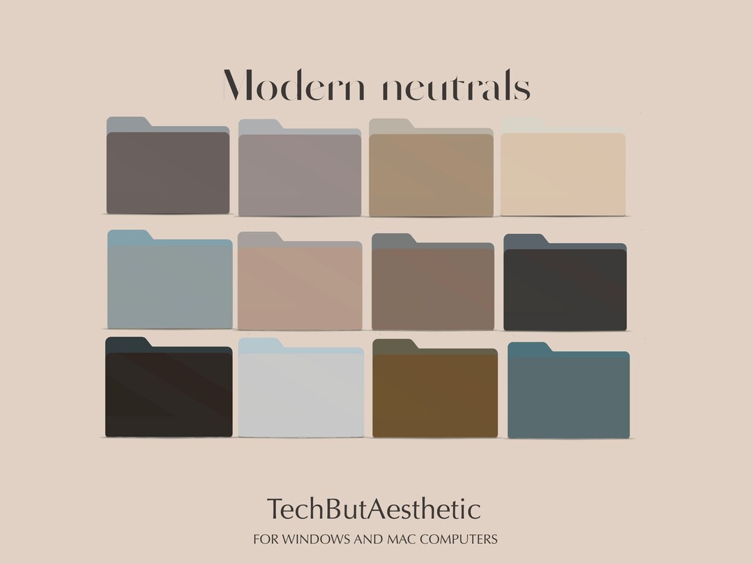 Cool Tone Modern Neutral Folder Icons, Desktop, Mac Desktop Folder ...
