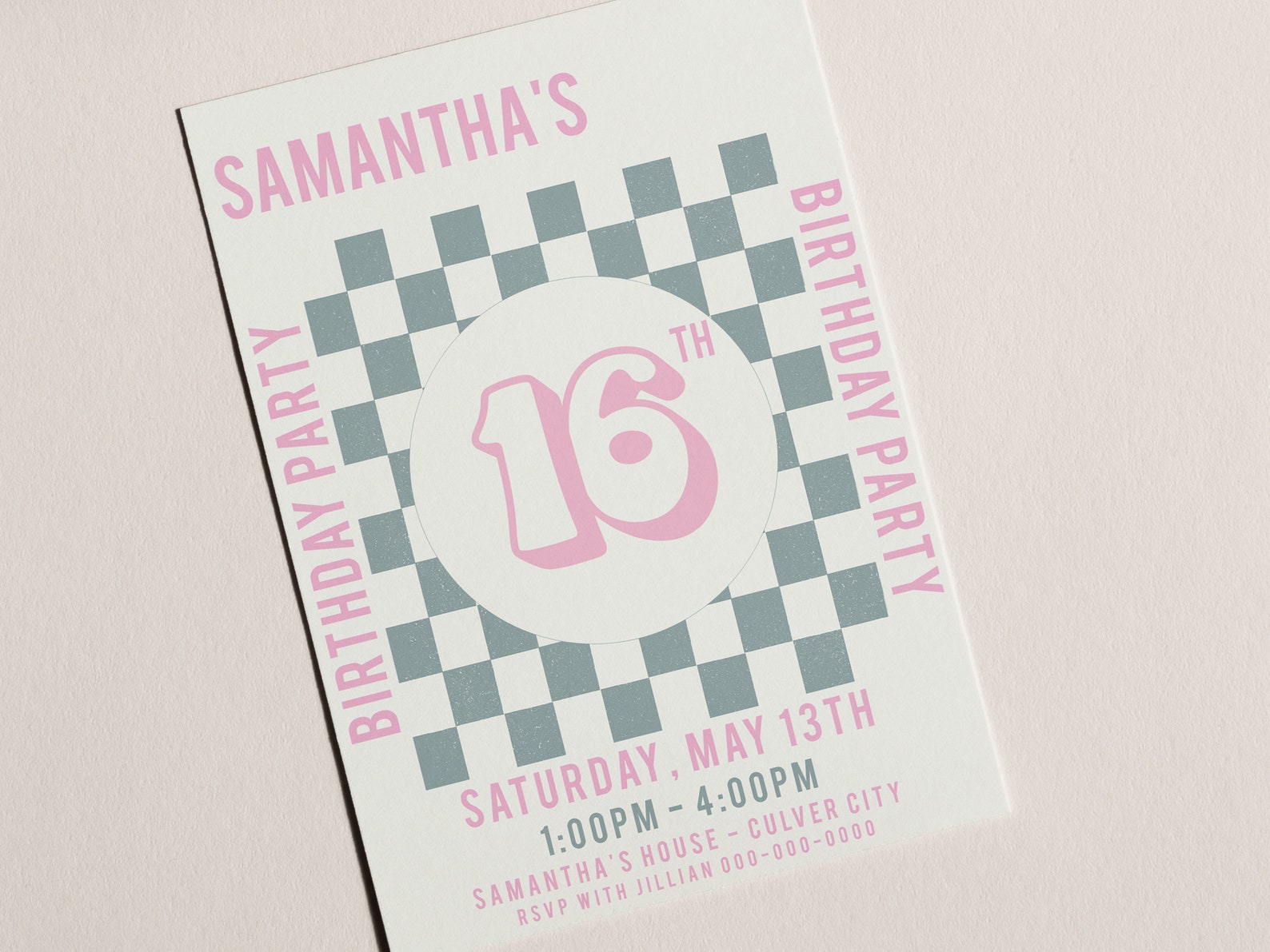 Checkered Birthday Invitation Template|instant Download|funky Retro ...