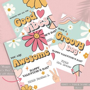 Printable Valentinesgroovy Valentine's Day Cardseditable Templateretro ...