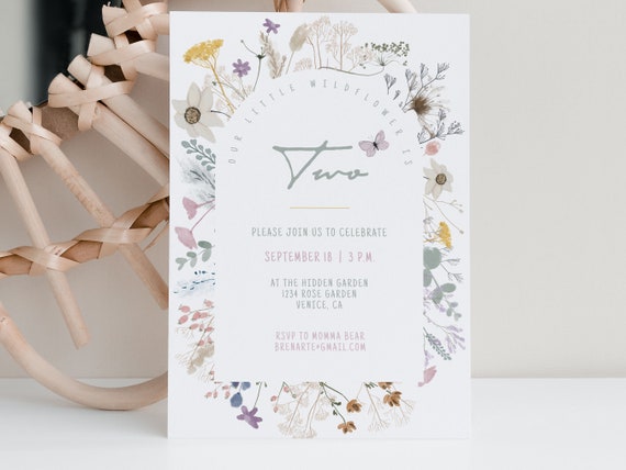 Wildflower Invitation|Birthday Invitation|INSTANT DOWNLOAD|Printable ...