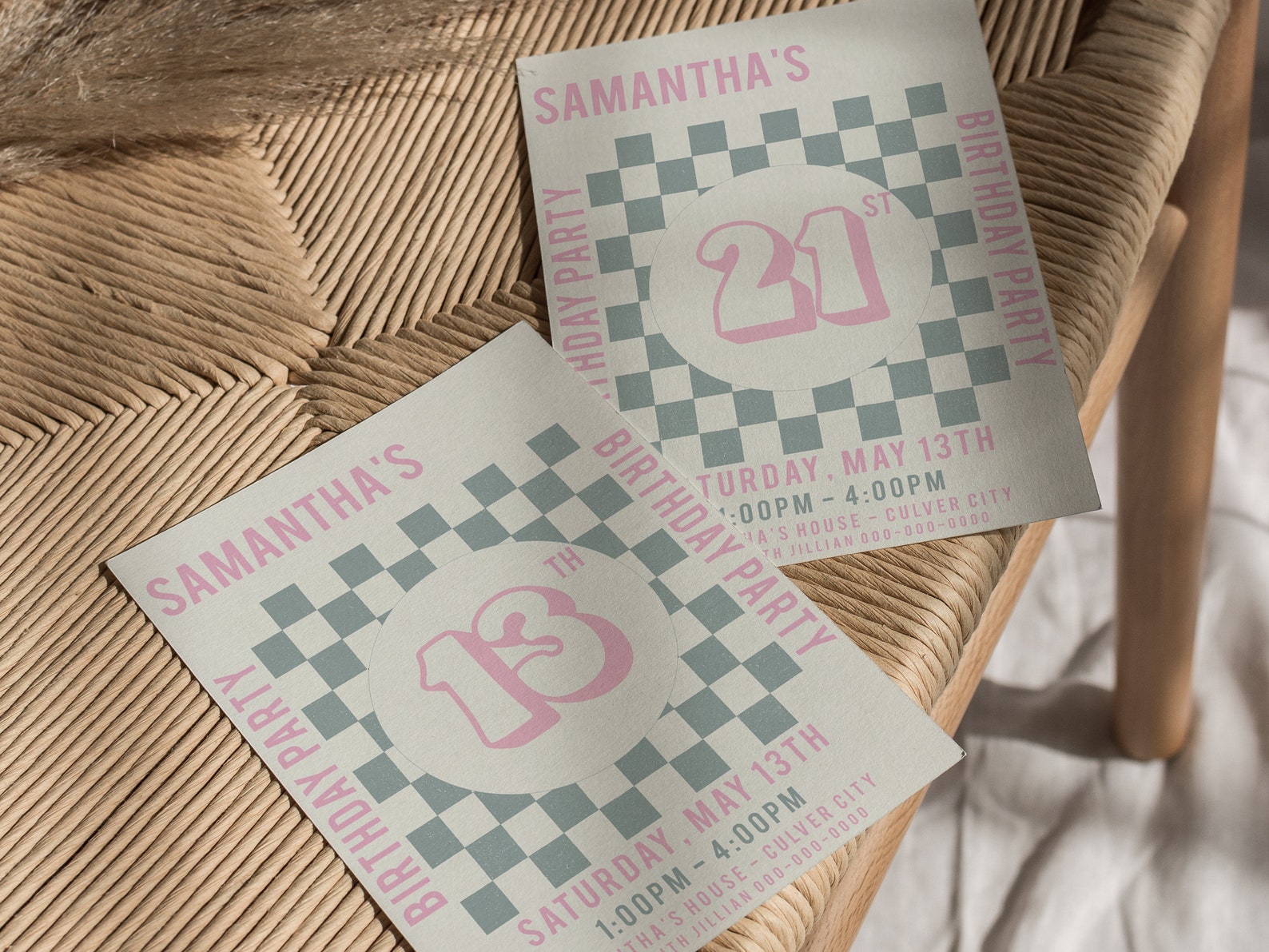 Checkered Birthday Invitation Template|instant Download|funky Retro ...