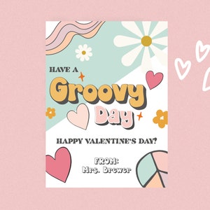 Printable Valentines|groovy Valentine's Day Cards|editable Template ...