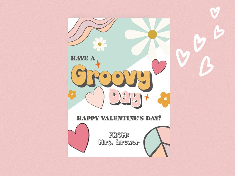 Printable Valentinesgroovy Valentine's Day Cardseditable Templateretro ...