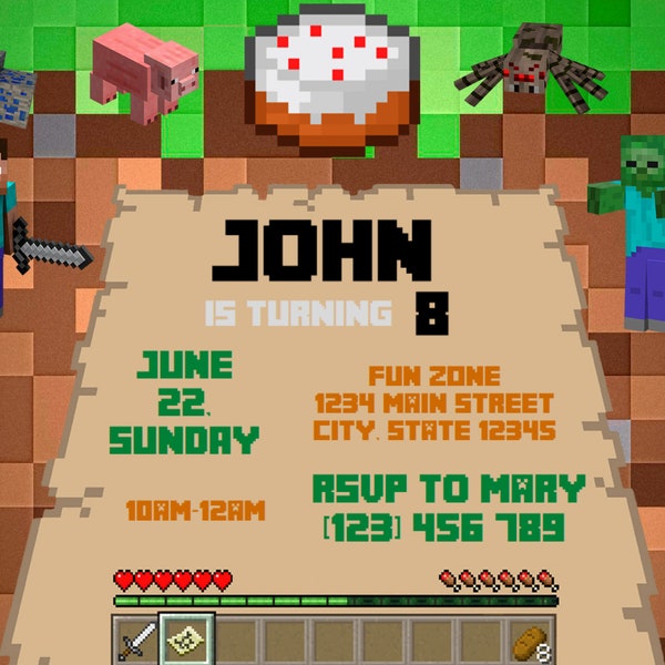 Mine Theme Birthday Invitation - Etsy