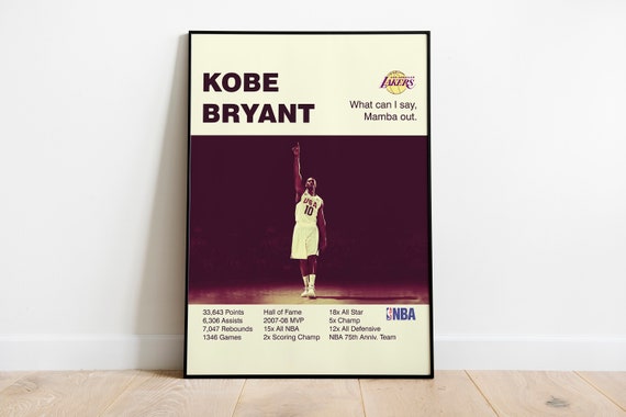 KOBE BRYANT Basketball Player Poster Mid Century Modern | Etsy