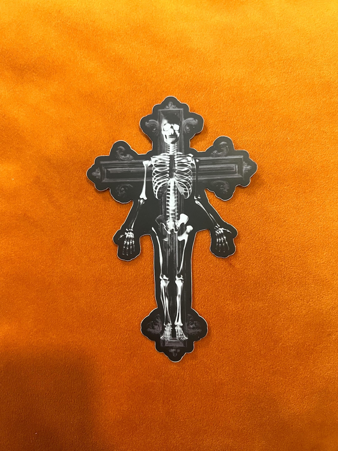 Crucifix Skeleton Sticker - Etsy