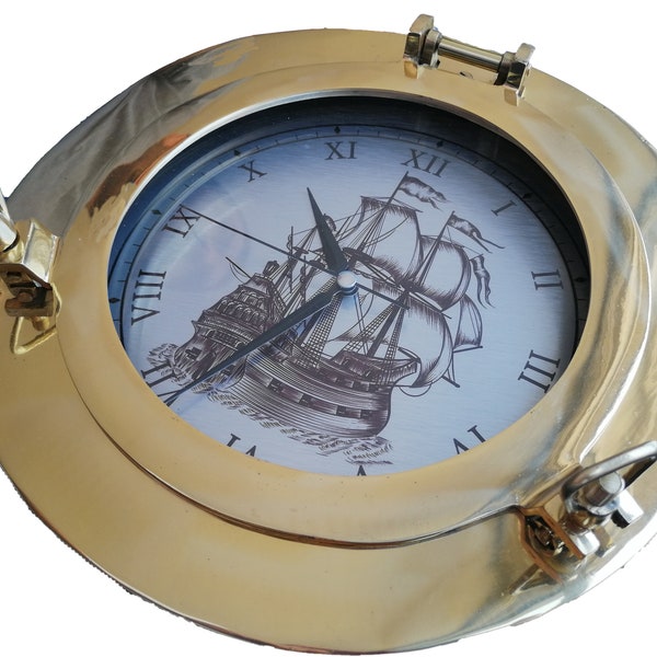 Brass Porthole Nautical Wall Clock - Etsy