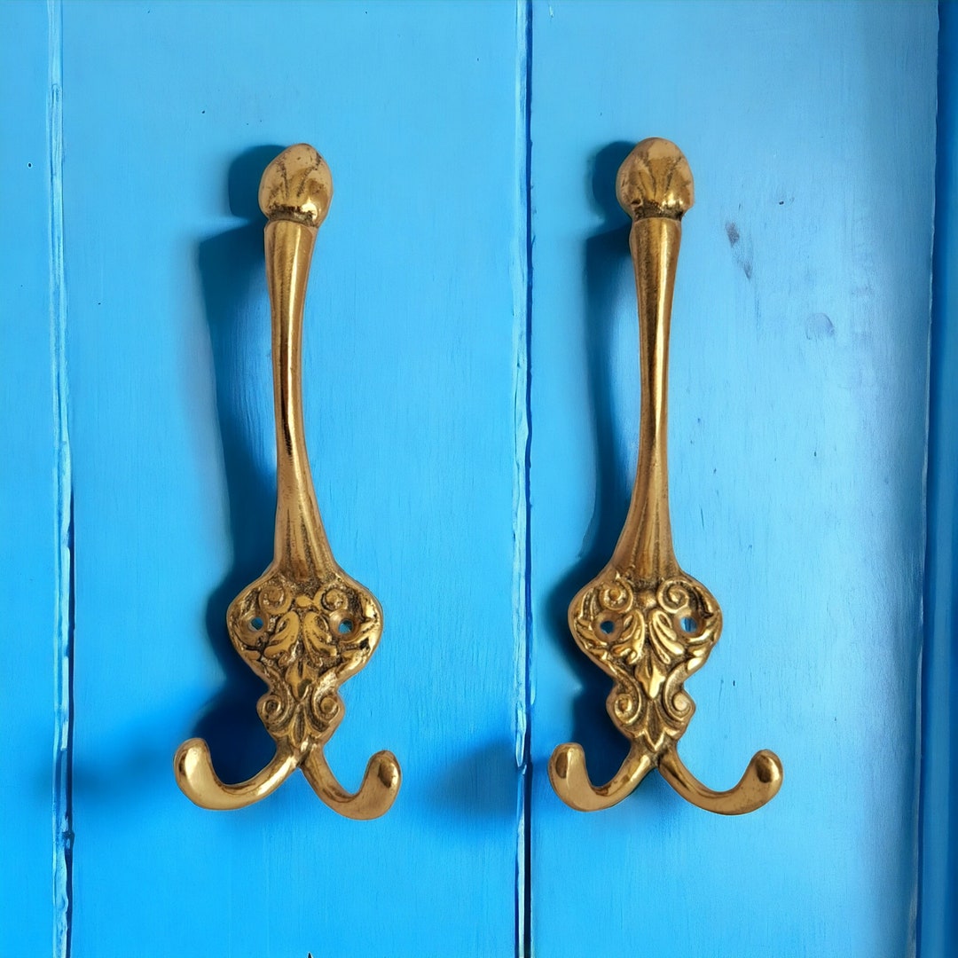 Vintage Brass Hooks Set, Mirror Gold Finish, 3-in-1 Hanging Solution - Etsy