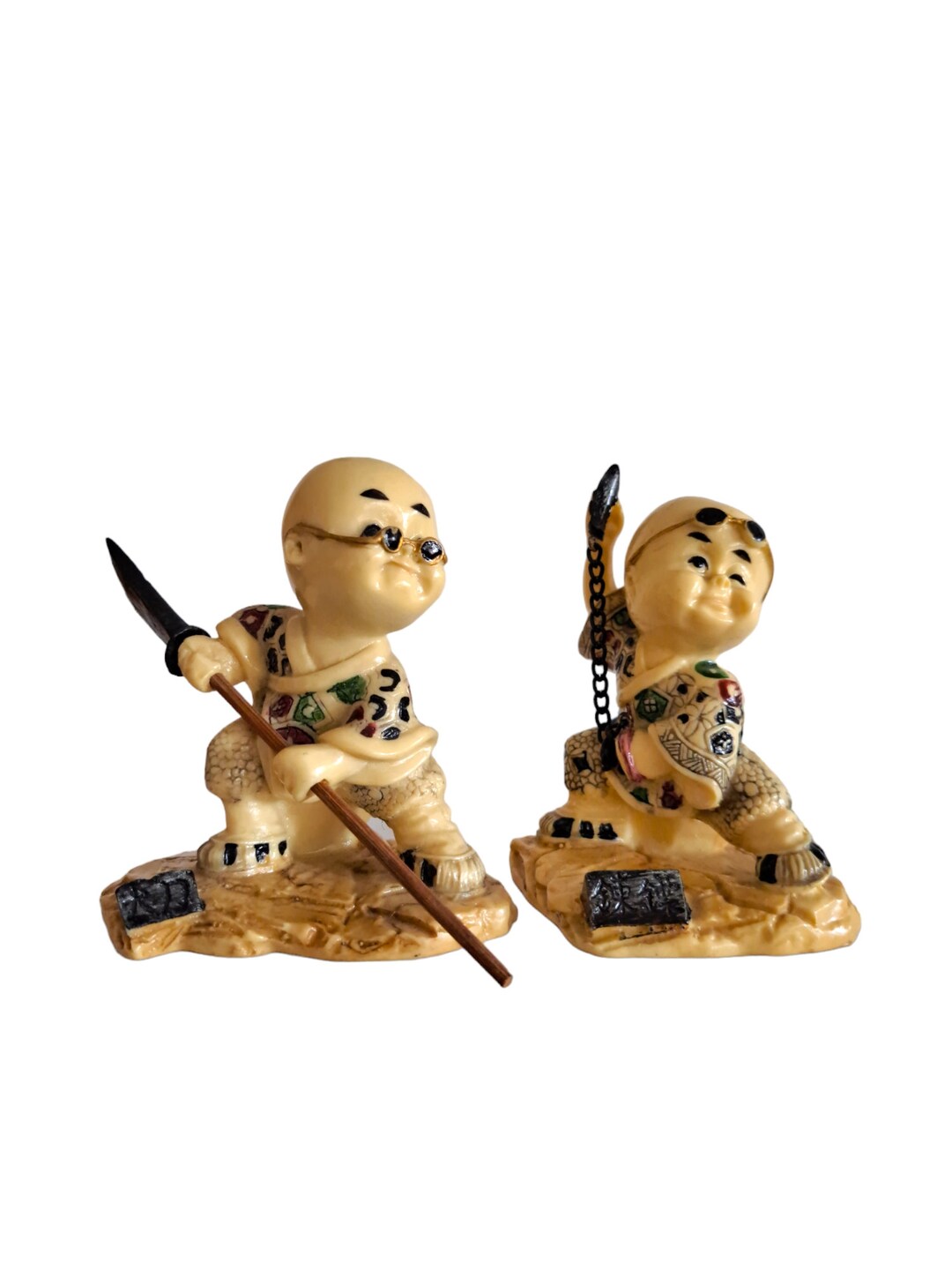 Set of 2 Resin Warrior Monks Figurines Sōhei Legacy - Etsy