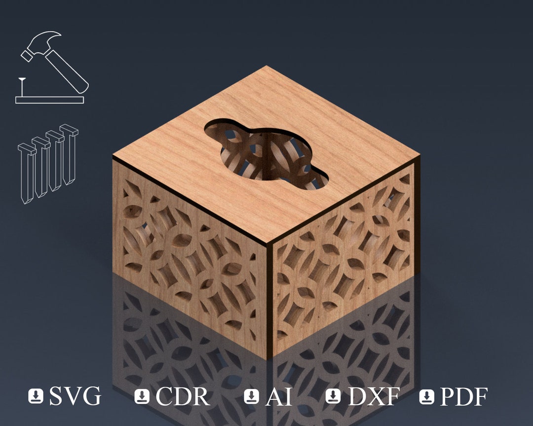 SVG Napkin Holder for Table, Laser Cut File, Tissue Organizer Vector ...