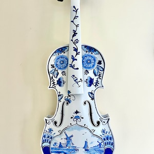 Wall Art Violin, Painted With a Blue and White Delft Style - Etsy