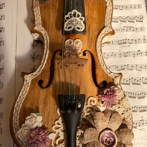 Violin Art, Miniature Highly Decorative With Lace and Paper ...