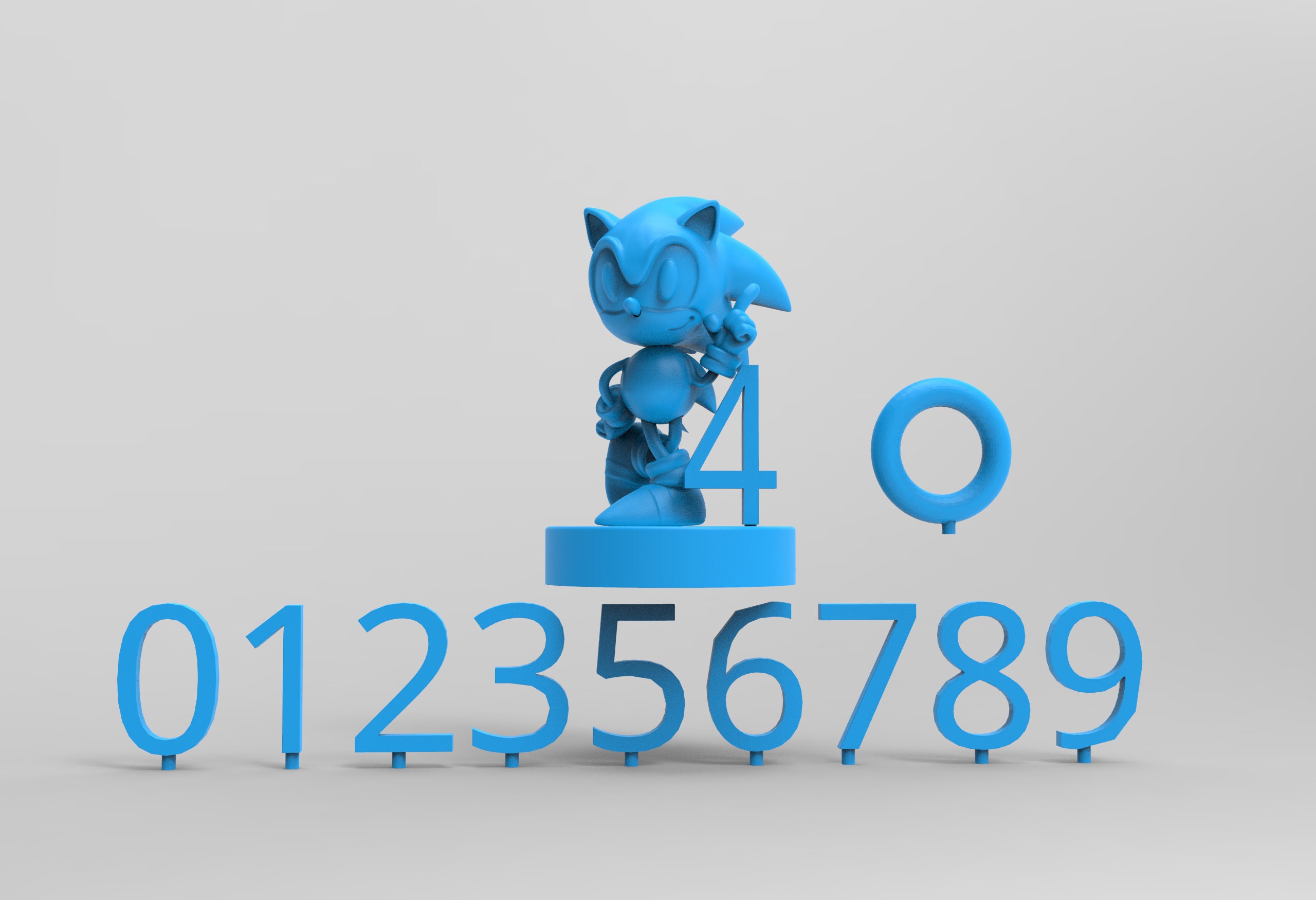 Sonic STL With Base to Go Led! and Gadget Ring! Numbers for Birthday ...