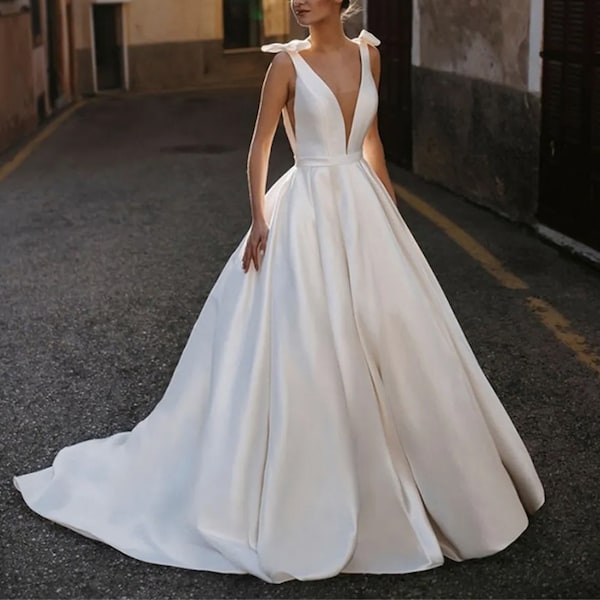 Simple Modern Wedding Dress - Etsy