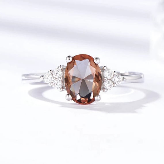 Oval Zultanite Engagement Ring Art Deco Rose Gold Silver Ring - Etsy