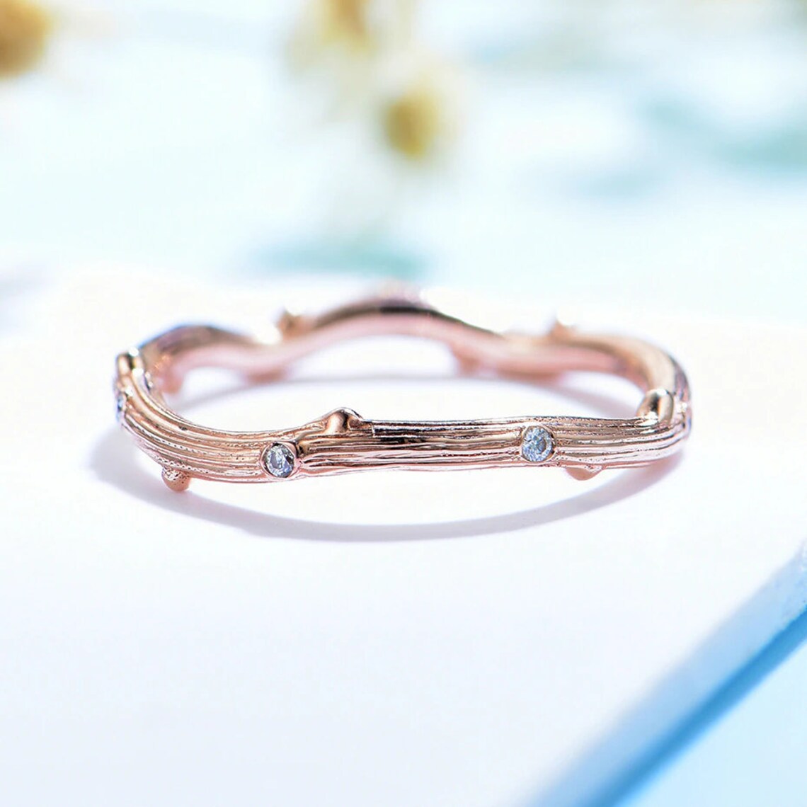 Natural Diamonds Tree Branch Ring-18K 14K 10K Gold Ring-For | Etsy