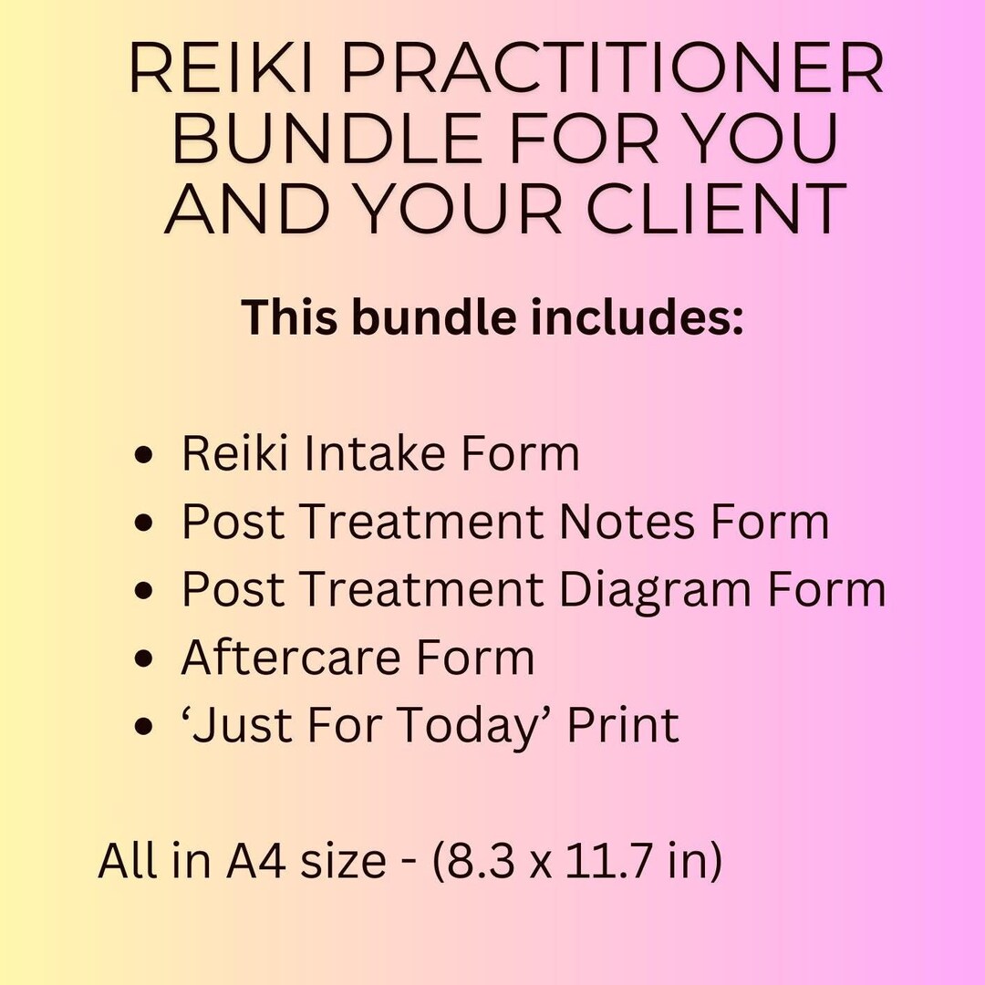 Reiki Treatment Forms Digital Download Form, Intake Form, Post ...