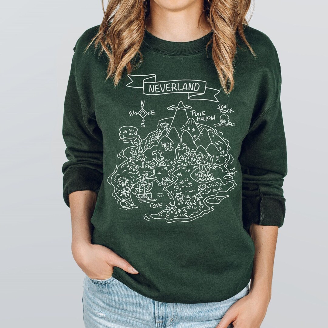 Neverland Map Sweatshirt, Peter Pan Sweatshirt, Dinseyland Disney World ...