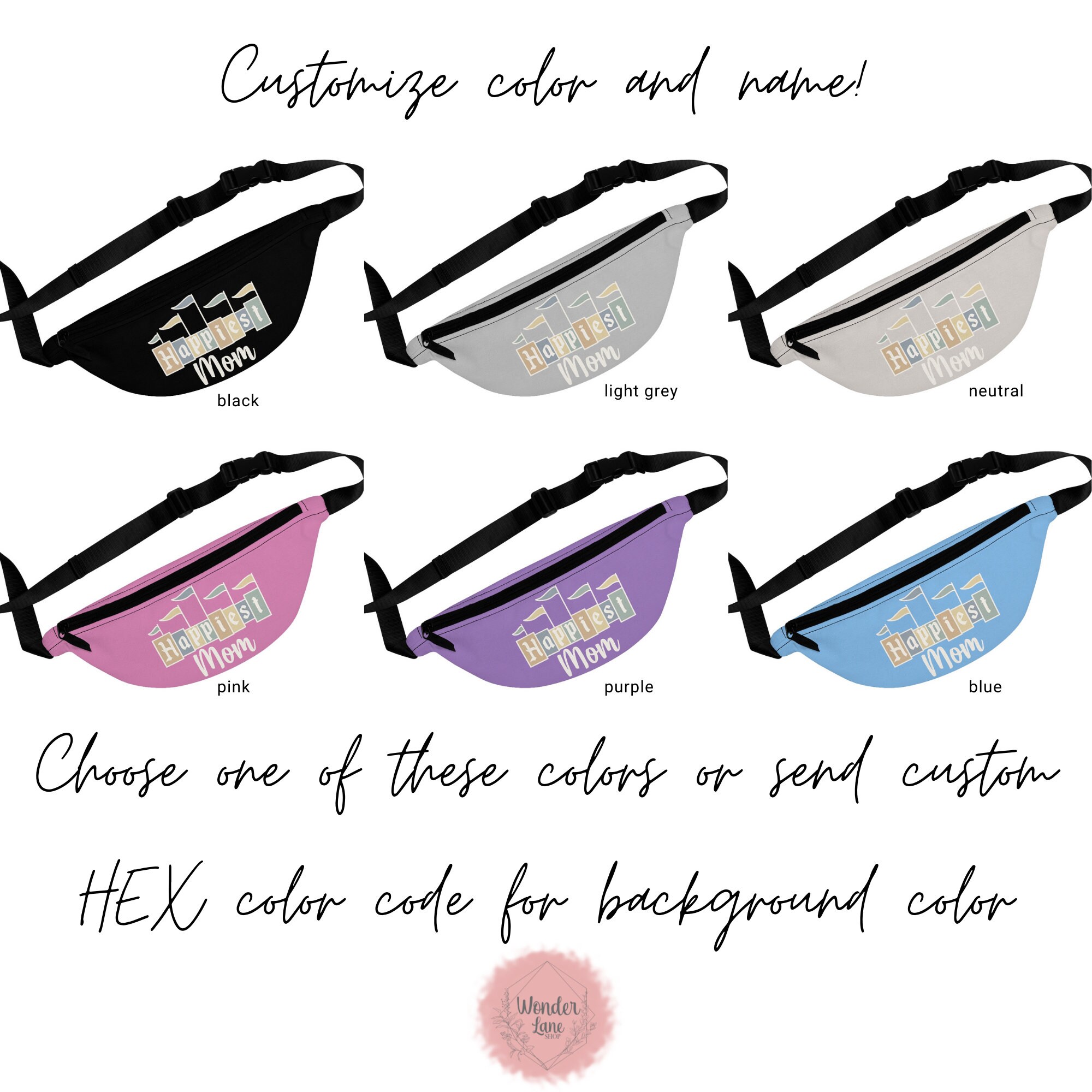 Happiest Mom or Custom Fanny Pack, Happiest Name Fanny Pack, Disney ...