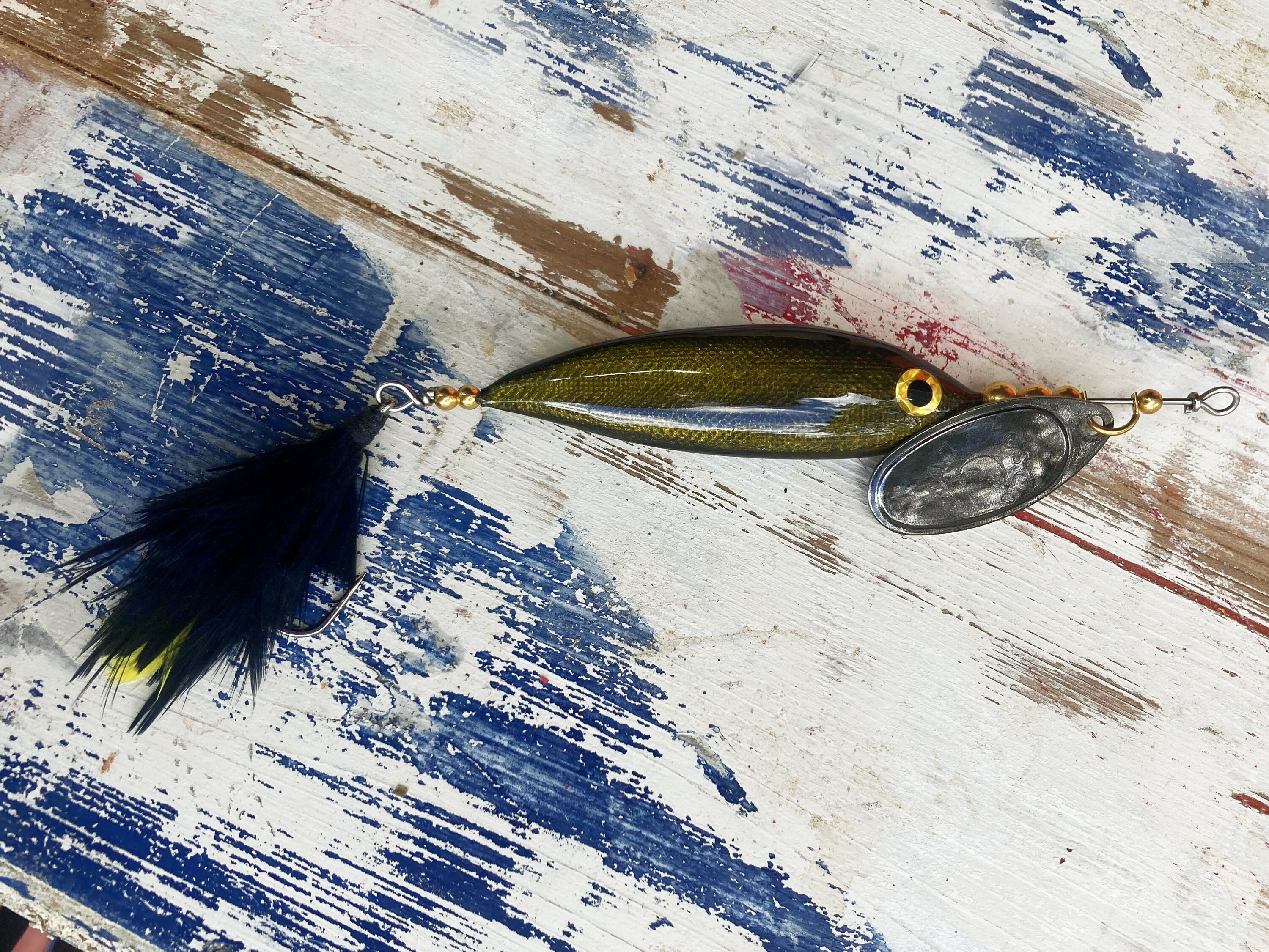 Handmade Wooden Minnow Spinner Fishing Lure Made in Canada for Bass ...