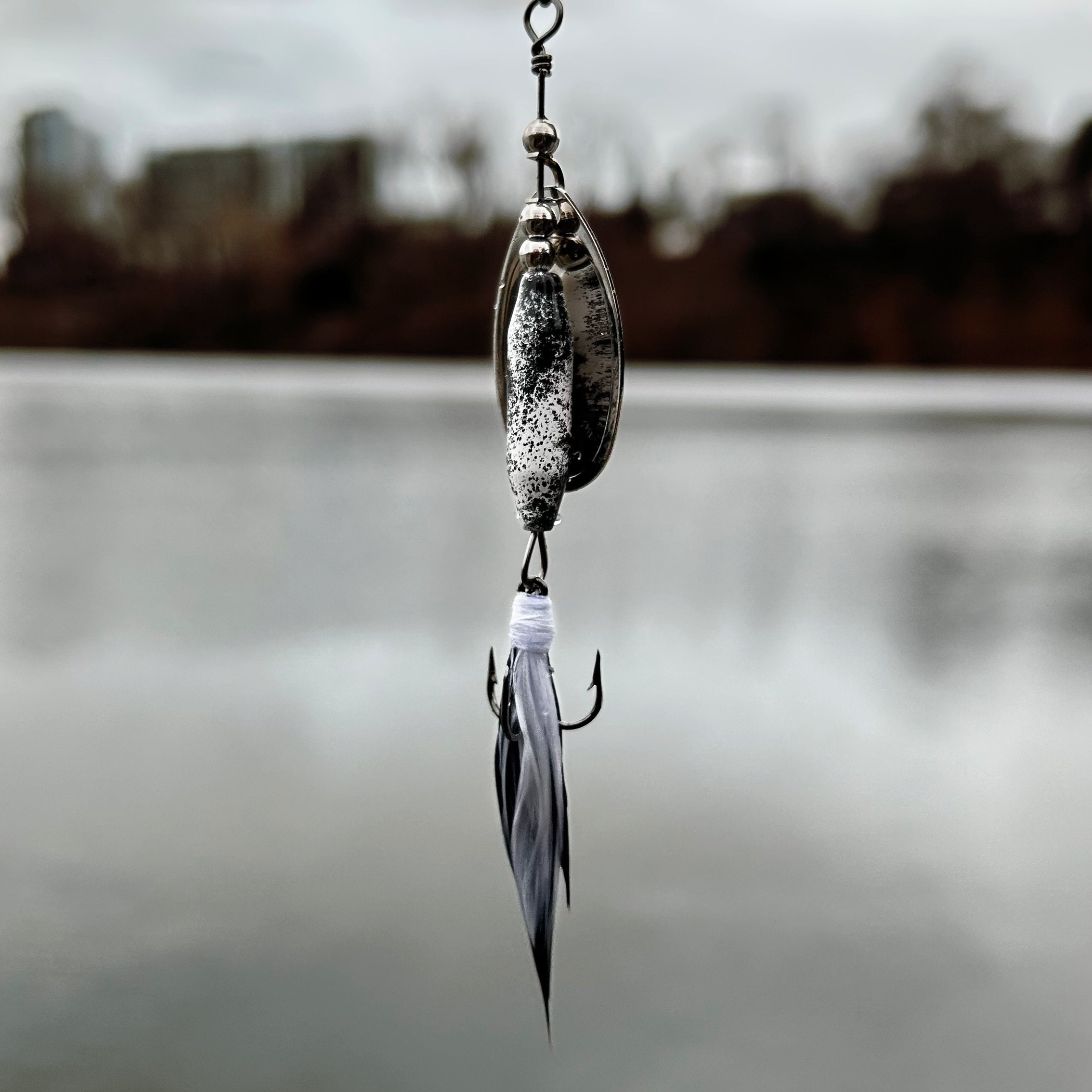 Handmade Spinner Fishing Lure White/black W/ Nickel Blade Dressed ...