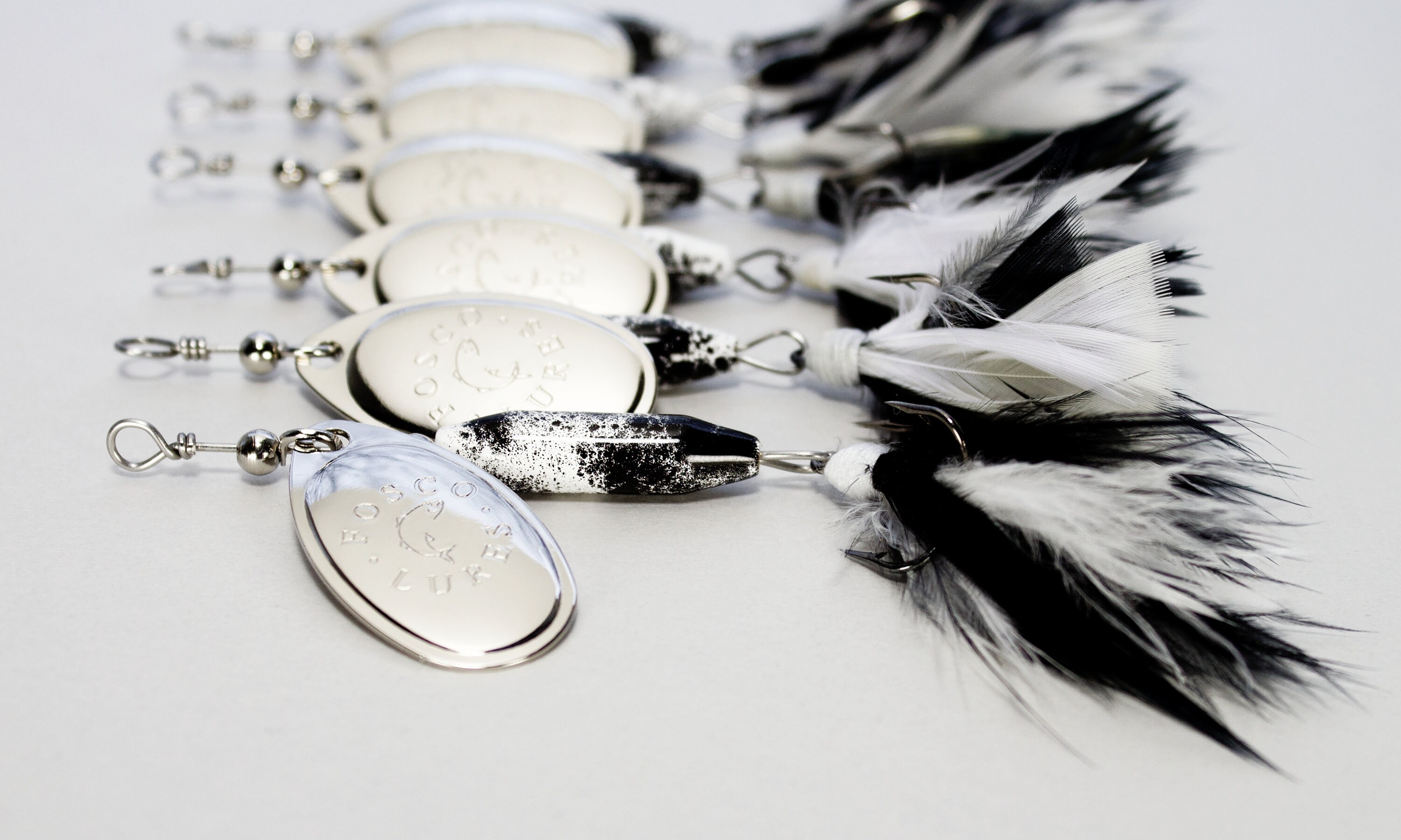 Handmade Spinner Fishing Lure White/black W/ Nickel Blade Dressed ...