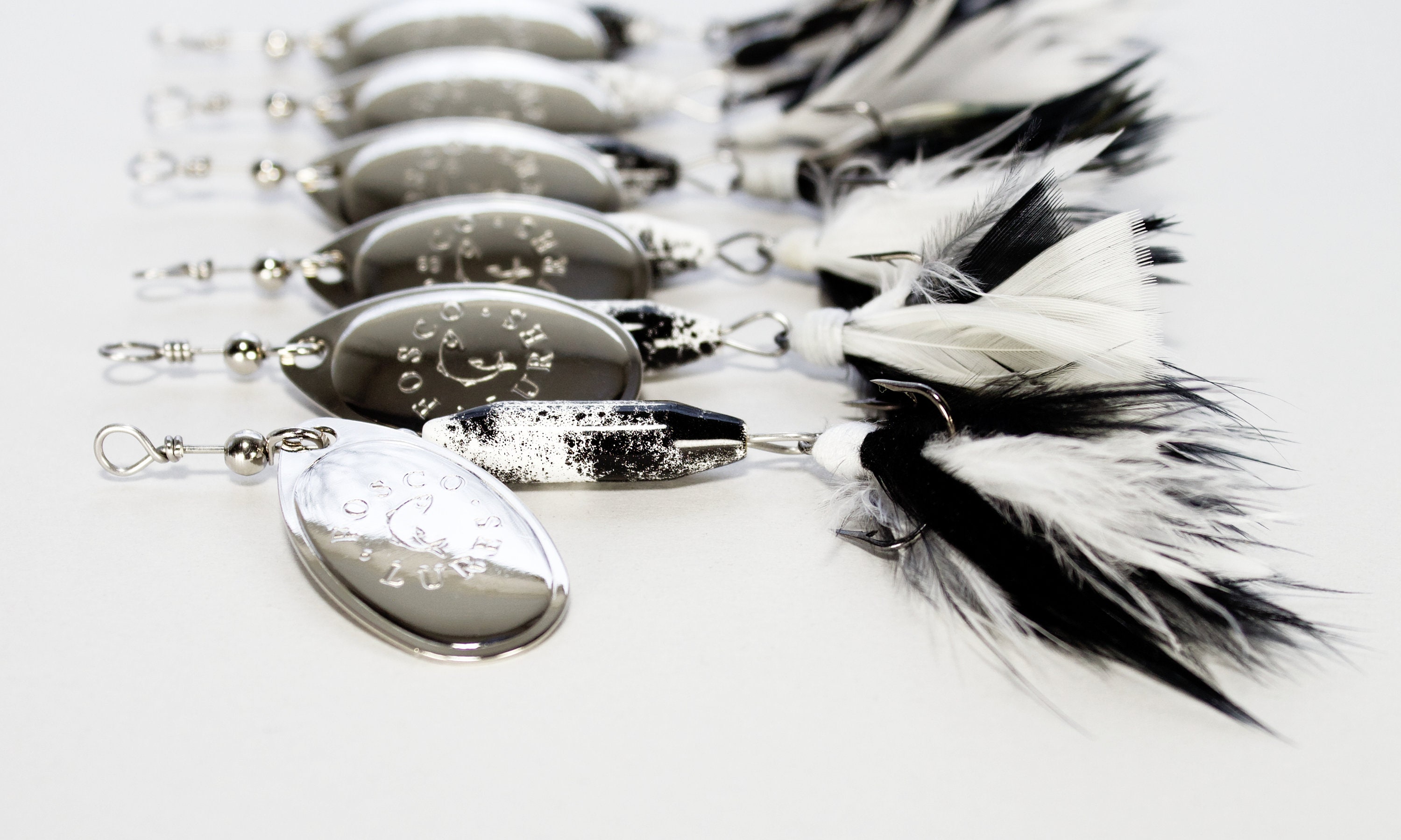 Handmade Spinner Fishing Lure White/black W/ Nickel Blade Dressed ...