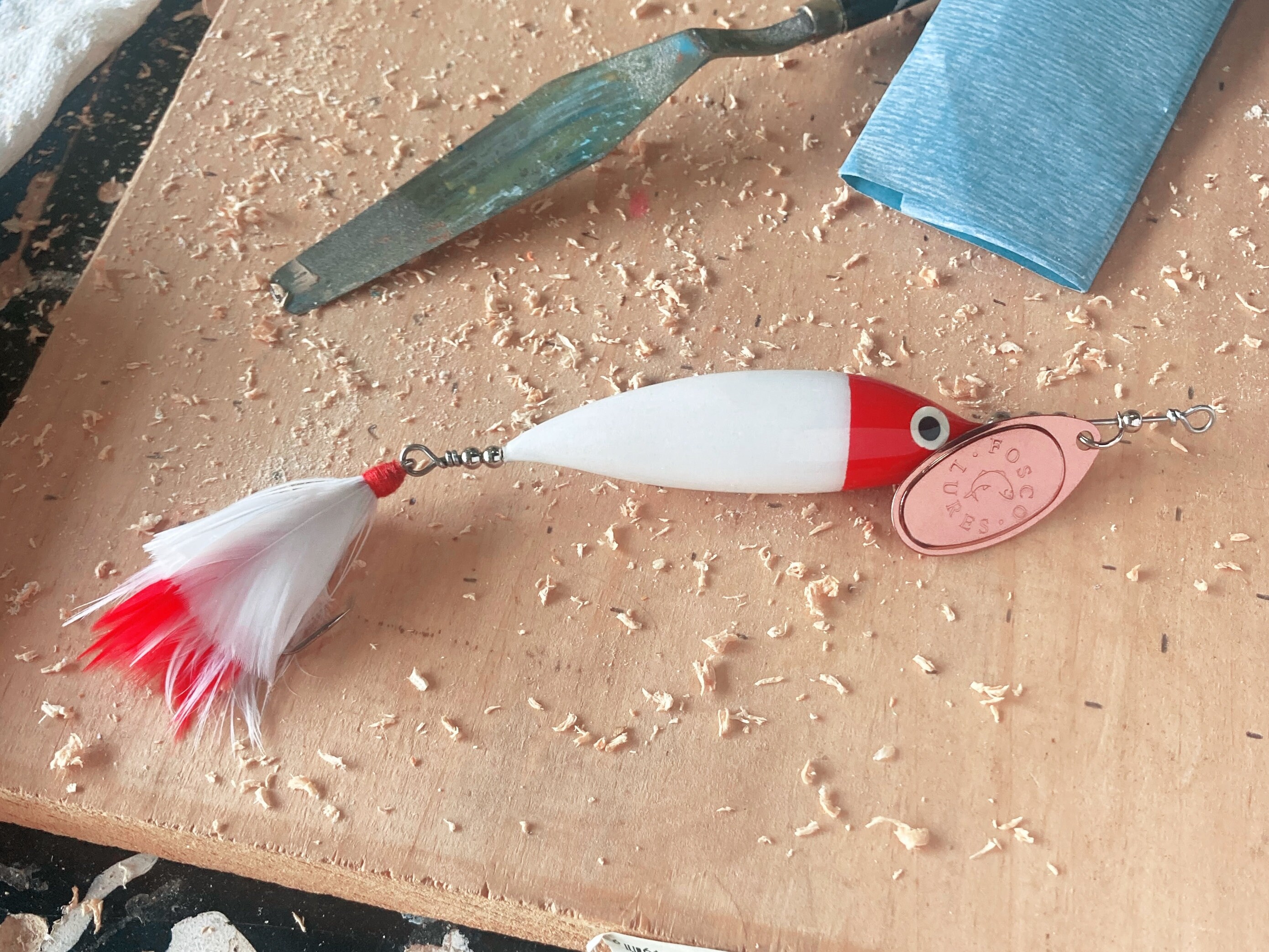 Handmade Wooden Minnow Spinner Fishing Lure • Made in Canada • for Bass ...