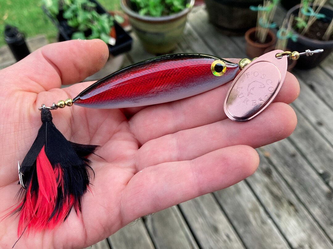 Handmade Wooden Minnow Spinner Fishing Lure Made in Canada for Bass ...