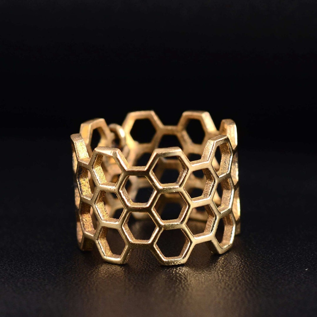 Bee Honeycomb Hexagon Ring, Honeycomb Ring, Bee Honeycomb Jewelry ...