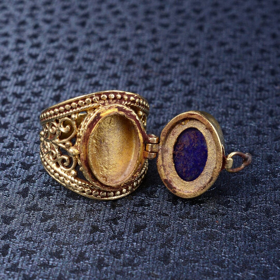 Lapis Lazuli Ring,poison Ring, Hidden Box Ring, Openable Ring, Pill Box ...