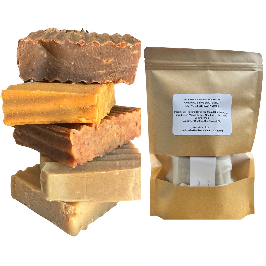 Soap Bundle 12 Oz - 5 Organic Soaps-cerasee Soursop-lemongrass Rosemary ...