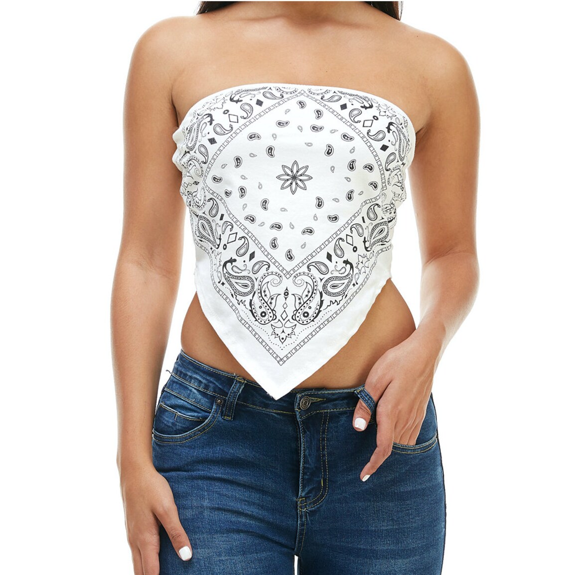 Damen Sexy Bandloses Bandana Paisley Print Crop Tube Top Etsy