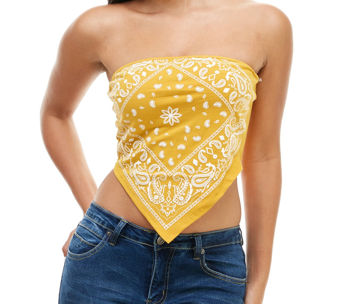Sexy Bandana Paisley De Las Mujeres Print Crop Tube Top Etsy