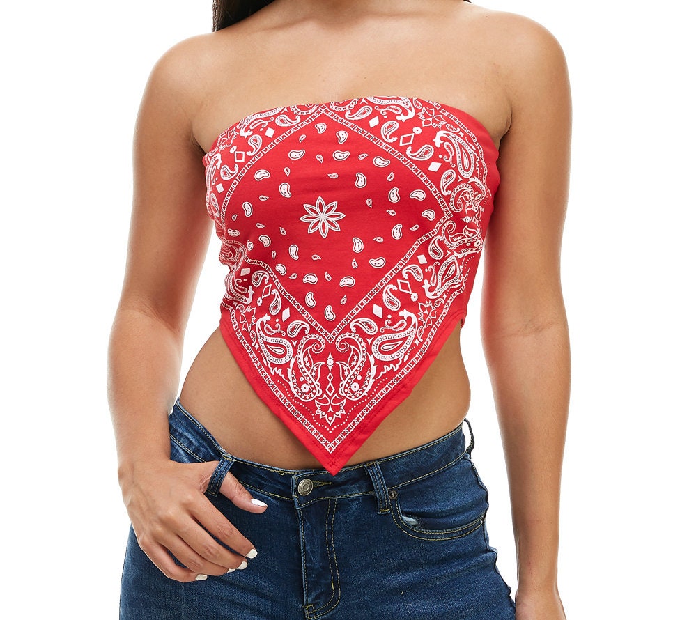 Damen Sexy Bandloses Bandana Paisley Print Crop Tube Top Etsy
