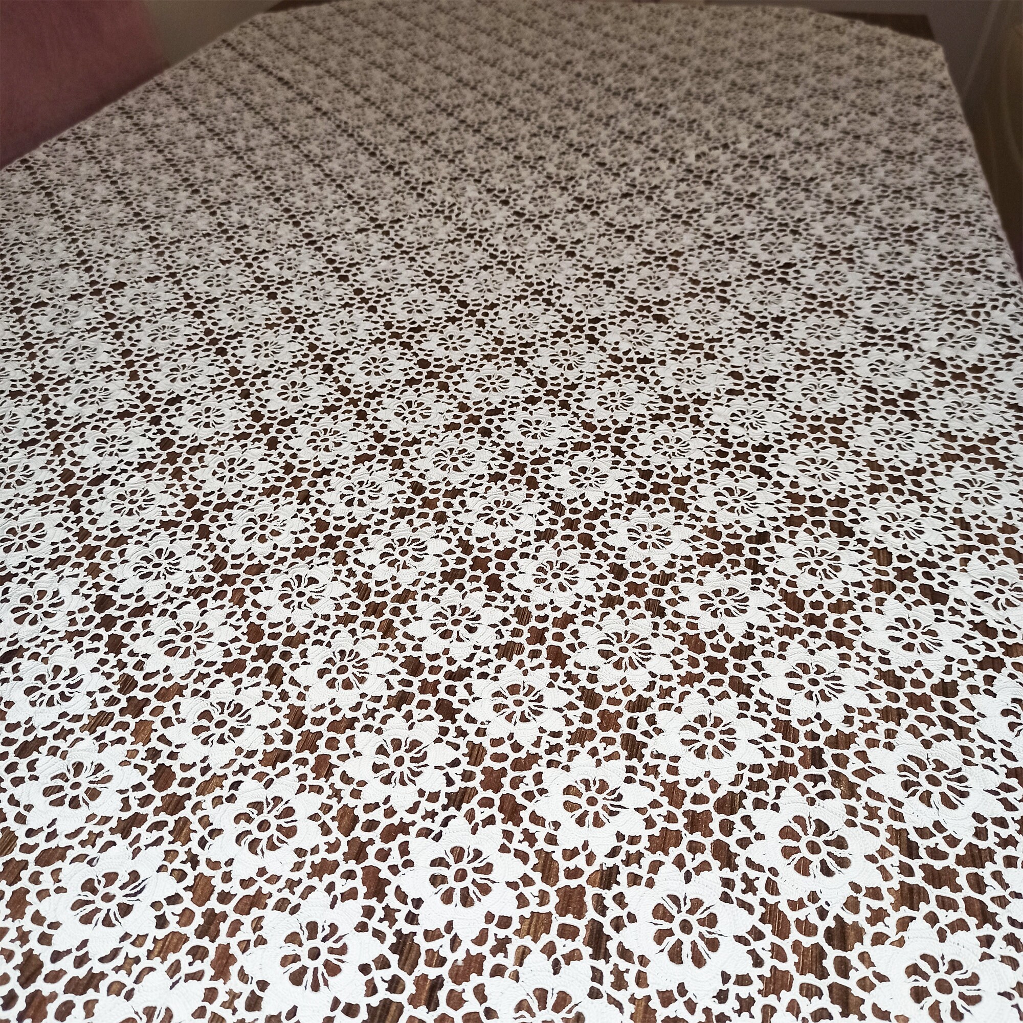 Handmade Crochet Lace Tablecloth All White Thin Cotton Rope Dowry for ...