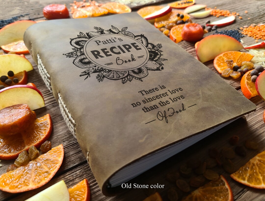 Leather Cookbook// Customized Leather Recipe Book// Leather Gift// 3d ...