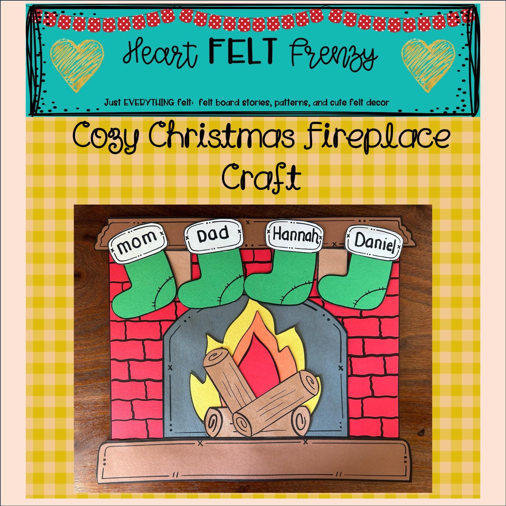 Christmas Fireplace Paper Craft, Kids Holiday Activity (digital Pattern ...