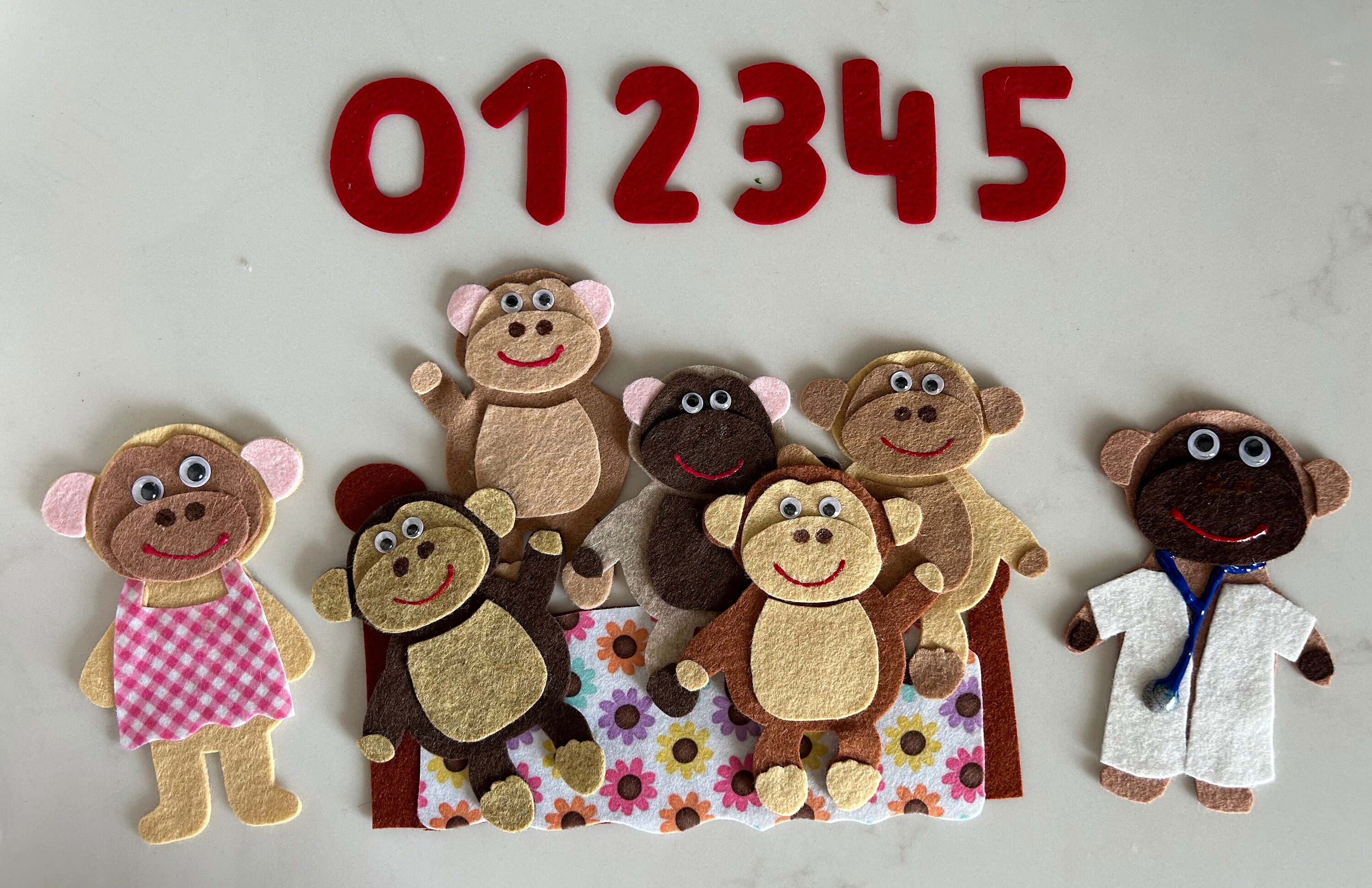 5 Little Monkeys Educational Hands on Teaching Resource Felt Story ...