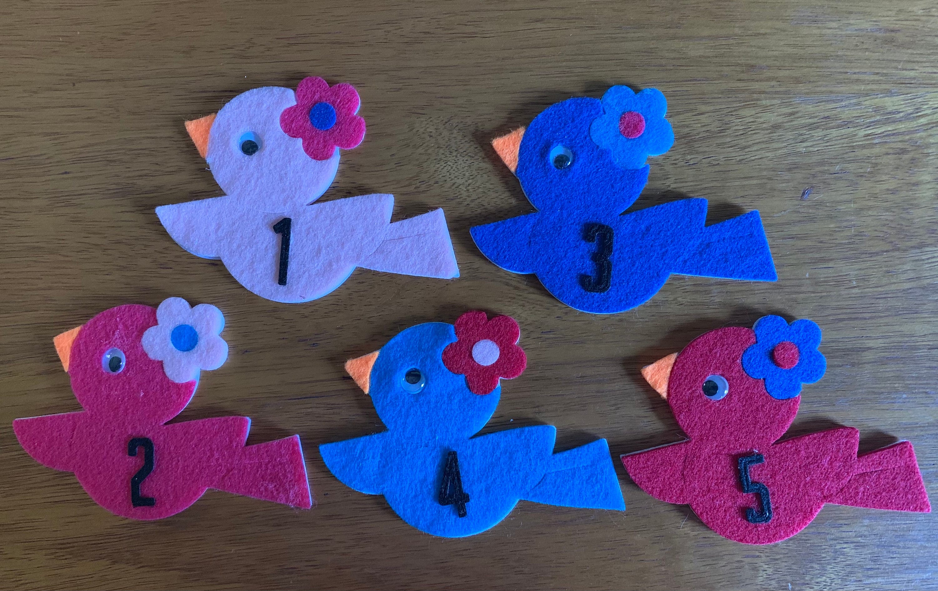 Five Little Birds Counting Number Activity Feltboard Games, Feltboard ...