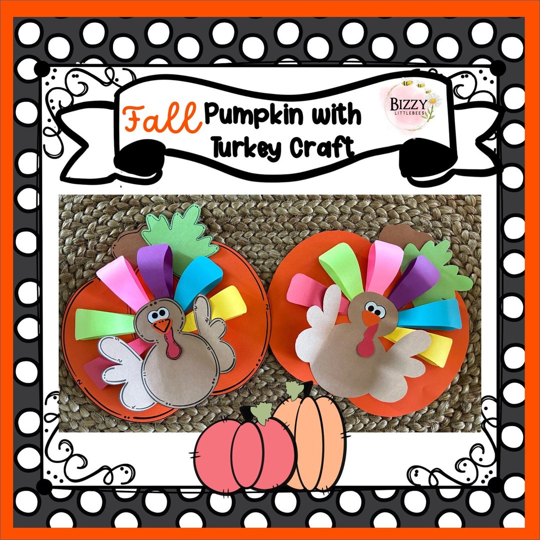 Fall Pumpkin With Turkey Paper Craft, Fall Paper Craft for Kids ...